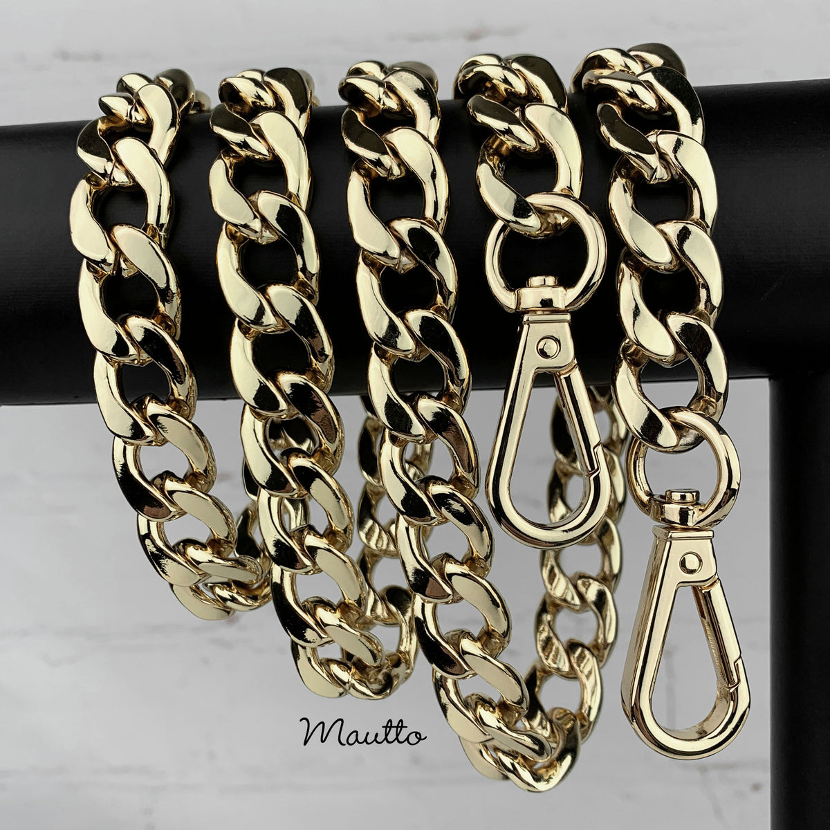 Large Flat Classy Curb - Heavy Light Gold Chain Luxury Strap for Bags ...