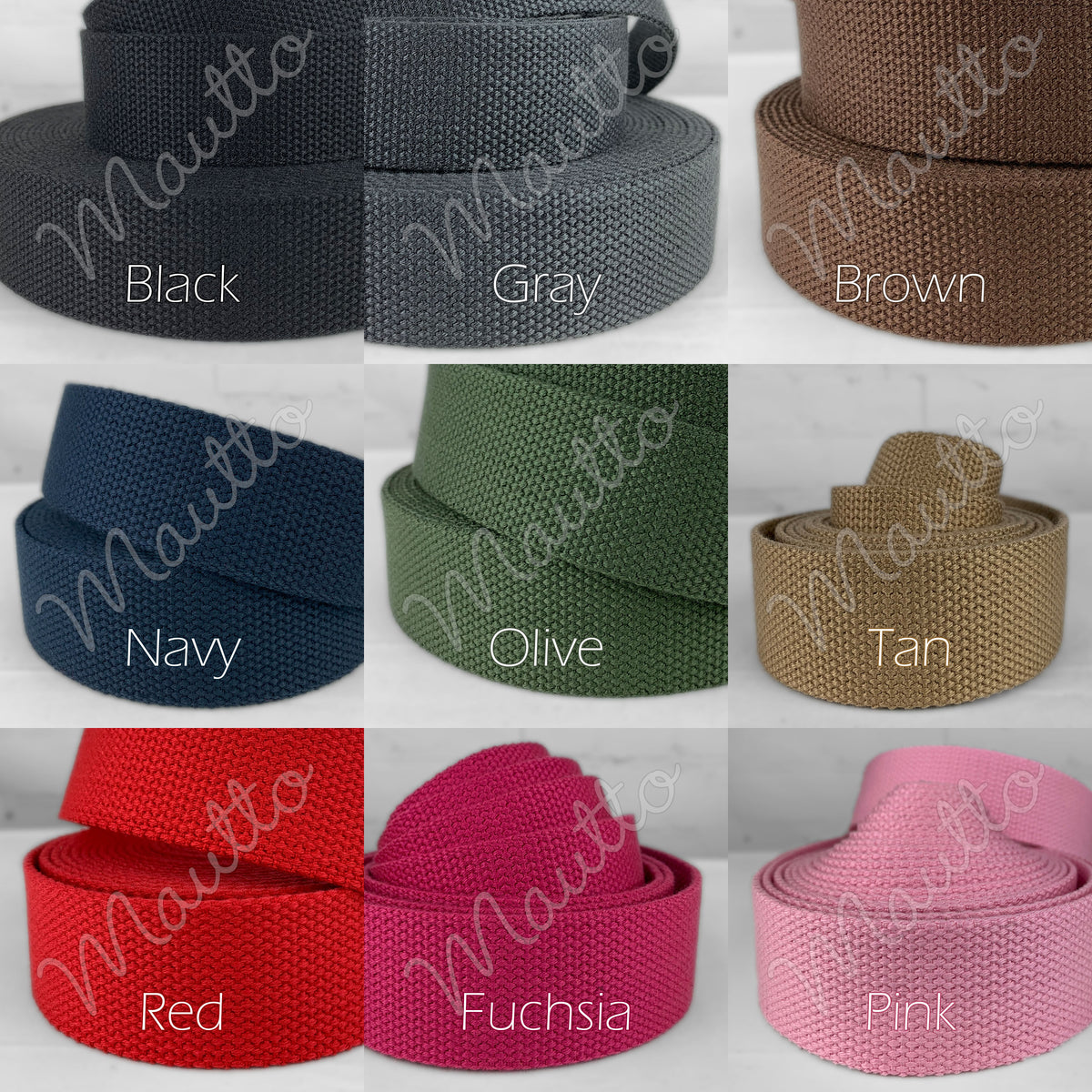 Cotton Canvas Adjustable Strap, 1.5" Wide, Choose Color, Length, Clips ...